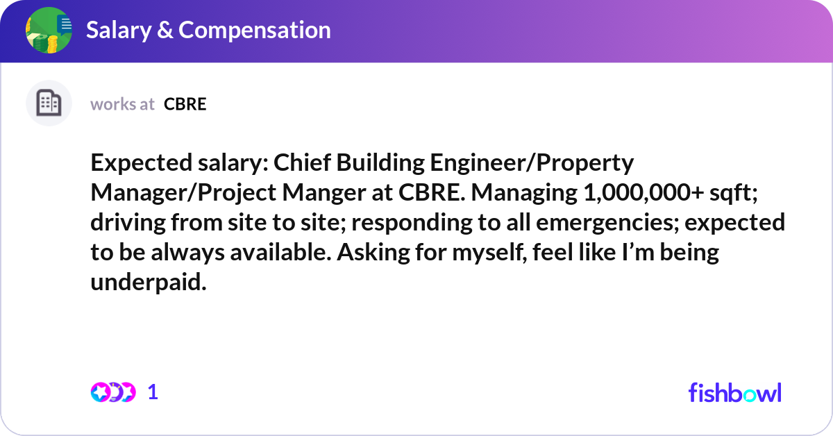 Expected salary: Chief Building Engineer/Property ... | Fishbowl