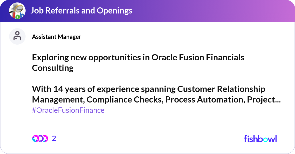 Exploring new opportunities in Oracle Fusion Finan... | Fishbowl
