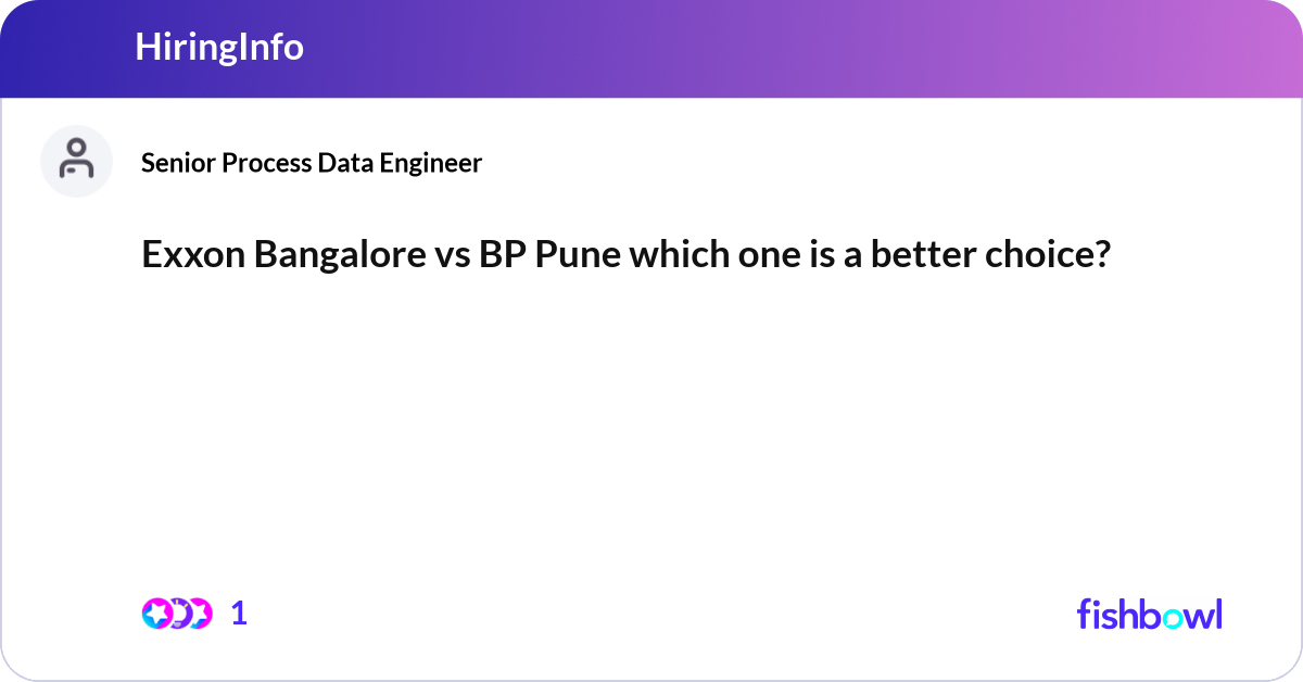 Exxon Bangalore vs BP Pune which one is a better c... | Fishbowl