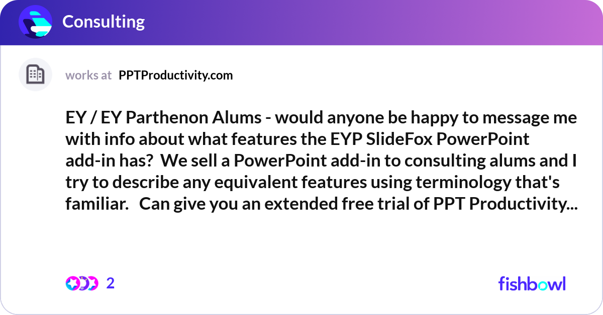 EY / EY Parthenon Alums - would anyone be happy to... | Fishbowl