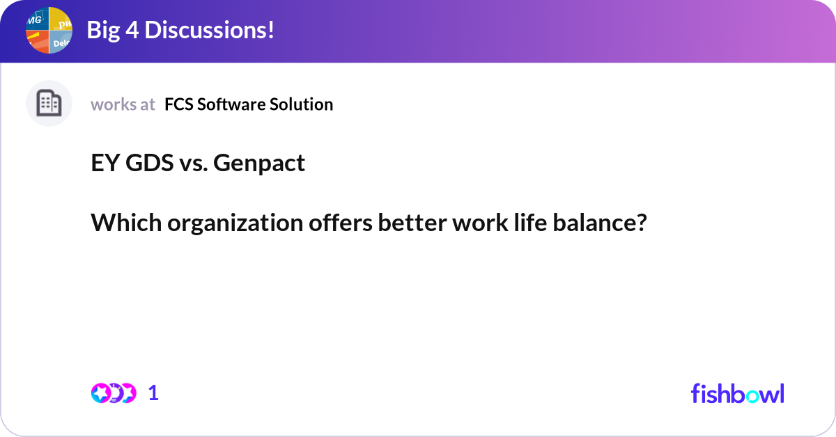 EY GDS vs. Genpact Which organization offers bet... | Fishbowl