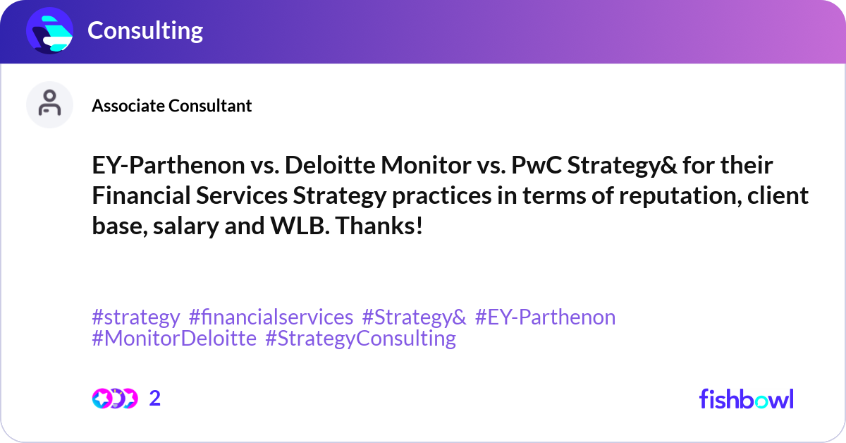 EY-Parthenon vs. Deloitte Monitor vs. PwC Strategy... | Fishbowl