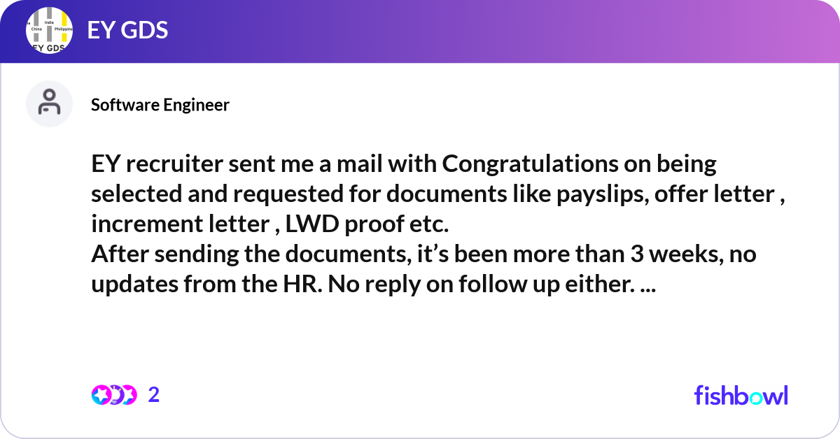 EY recruiter sent me a mail with Congratulations o... | Fishbowl