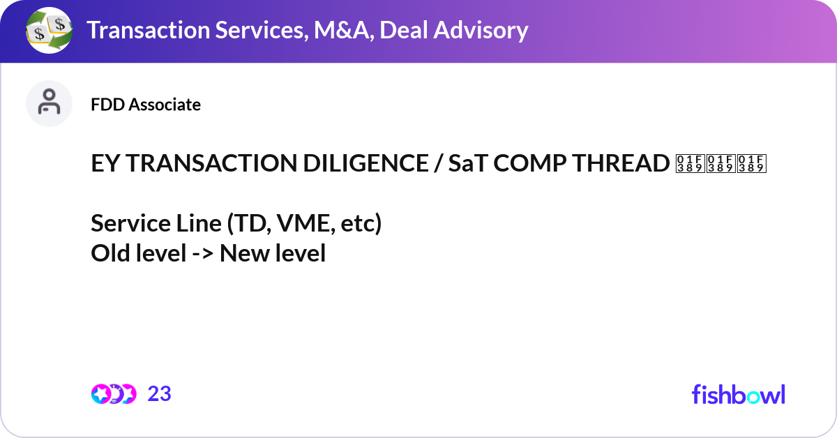 EY TRANSACTION DILIGENCE / SaT COMP THREAD 🎉🎉🎉 ... | Fishbowl