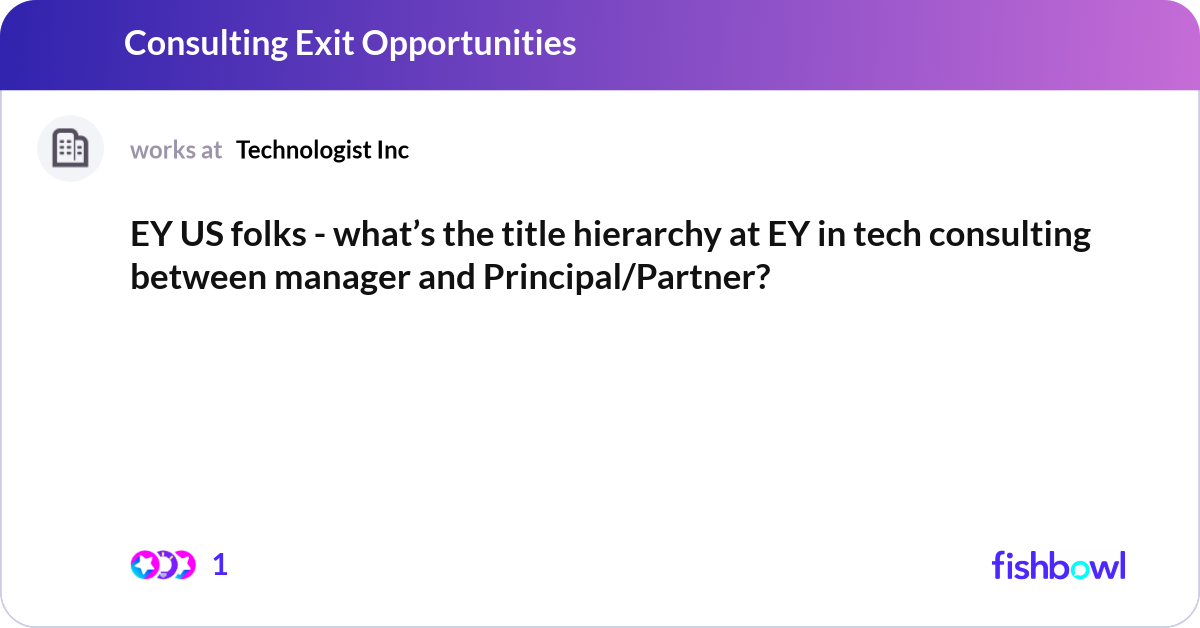 EY US folks - what’s the title hierarchy at EY in ... | Fishbowl