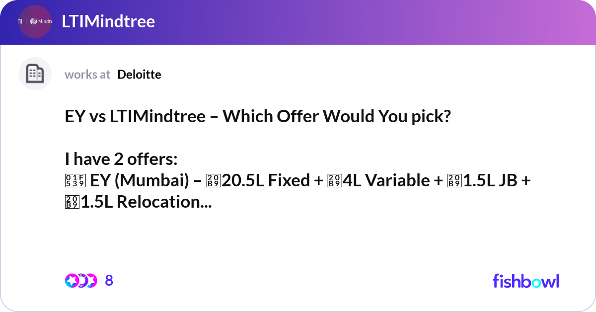 EY vs LTIMindtree – Which Offer Would You pick? I... | Fishbowl