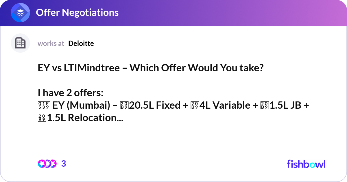 EY vs LTIMindtree – Which Offer Would You take? I... | Fishbowl