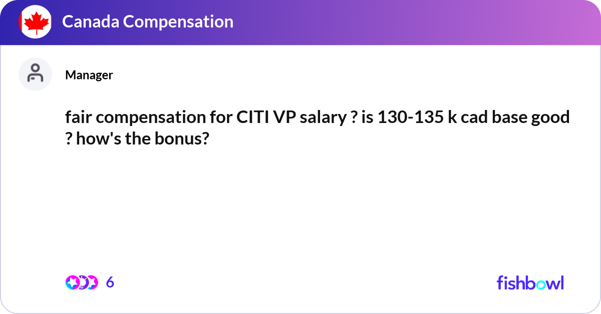 fair compensation for CITI VP salary ? is 130-135 ... | Fishbowl