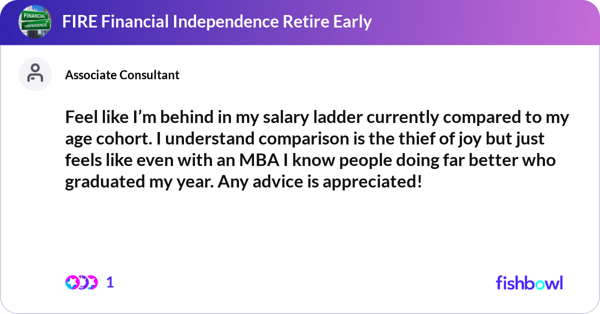 Feel like I’m behind in my salary ladder currently... | Fishbowl