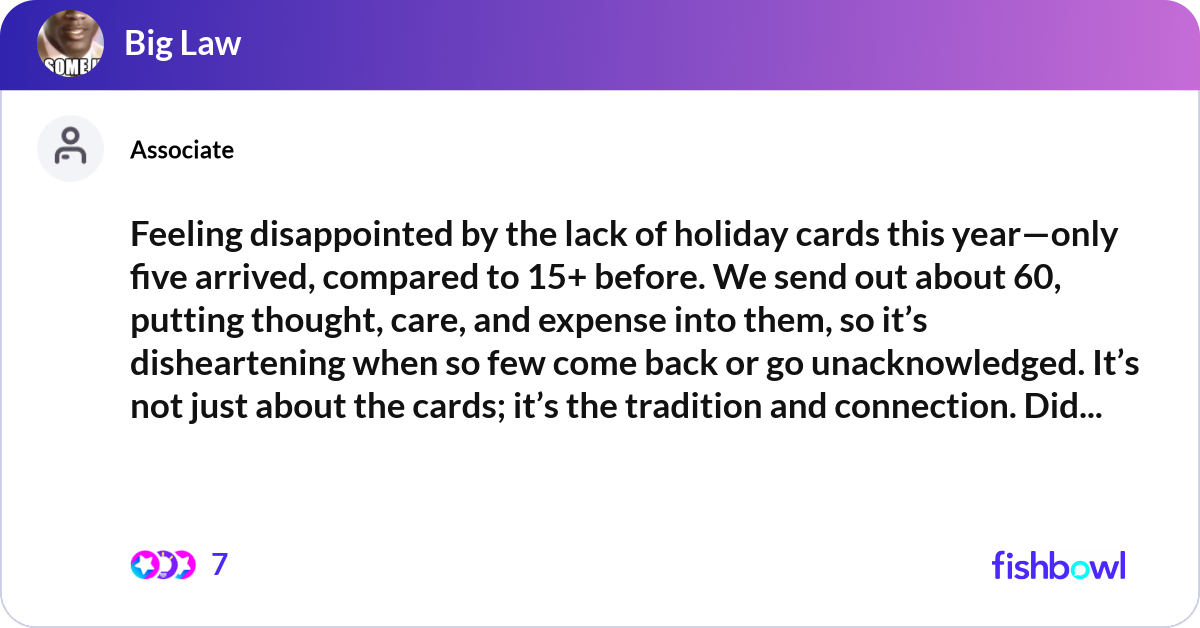 Feeling disappointed by the lack of holiday cards ... | Fishbowl