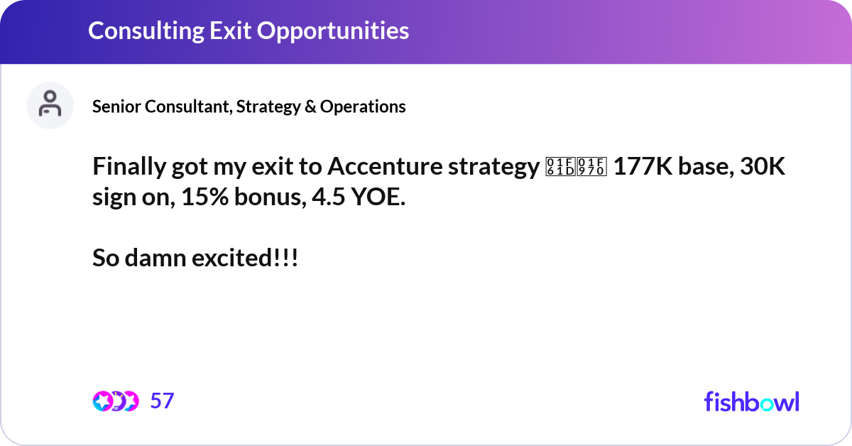 Finally got my exit to Accenture strategy 😝🥰 177... | Fishbowl