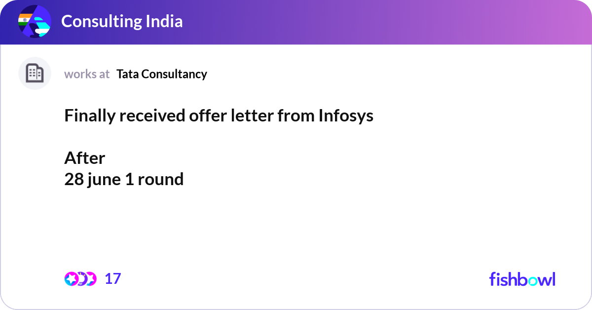 Finally received offer letter from Infosys After... | Fishbowl
