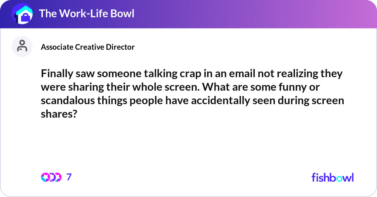 Finally saw someone talking crap in an email not r... | Fishbowl