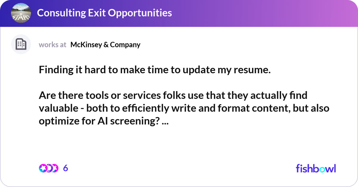 Finding it hard to make time to update my resume. ... | Fishbowl