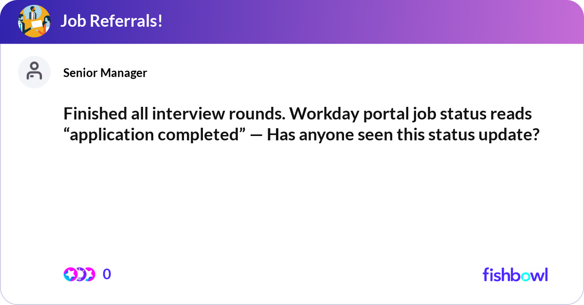 Finished all interview rounds. Workday portal job ... | Fishbowl