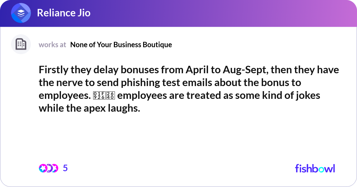Firstly they delay bonuses from April to Aug-Sept,... | Fishbowl