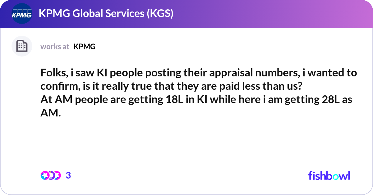 Folks, i saw KI people posting their appraisal num... | Fishbowl