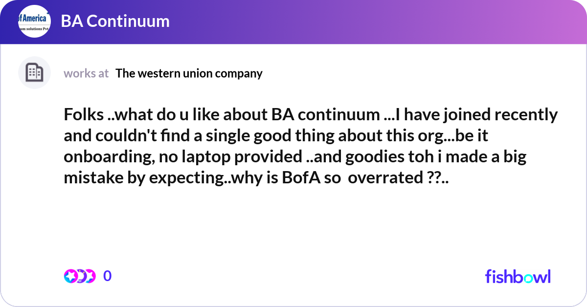 Folks ..what do u like about BA continuum ...I hav... | Fishbowl