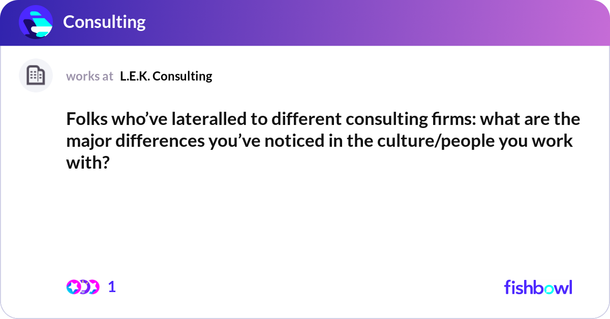 Folks who’ve lateralled to different consulting fi... | Fishbowl