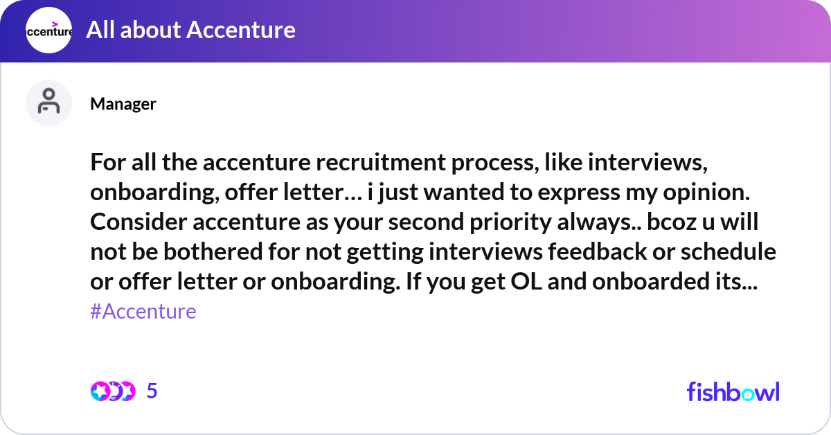 For all the accenture recruitment process, like in... | Fishbowl