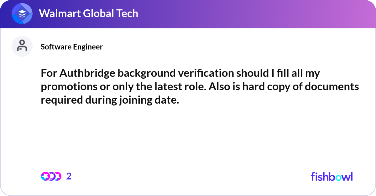 For Authbridge background verification should I fi... | Fishbowl