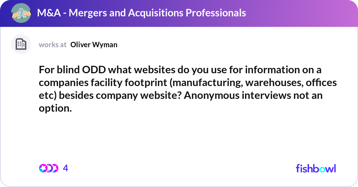 For blind ODD what websites do you use for informa... | Fishbowl