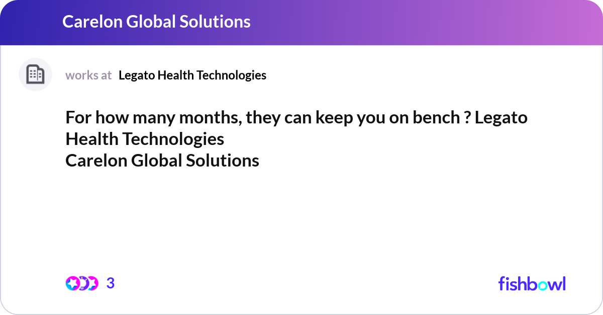 For how many months, they can keep you on bench ? ... | Fishbowl