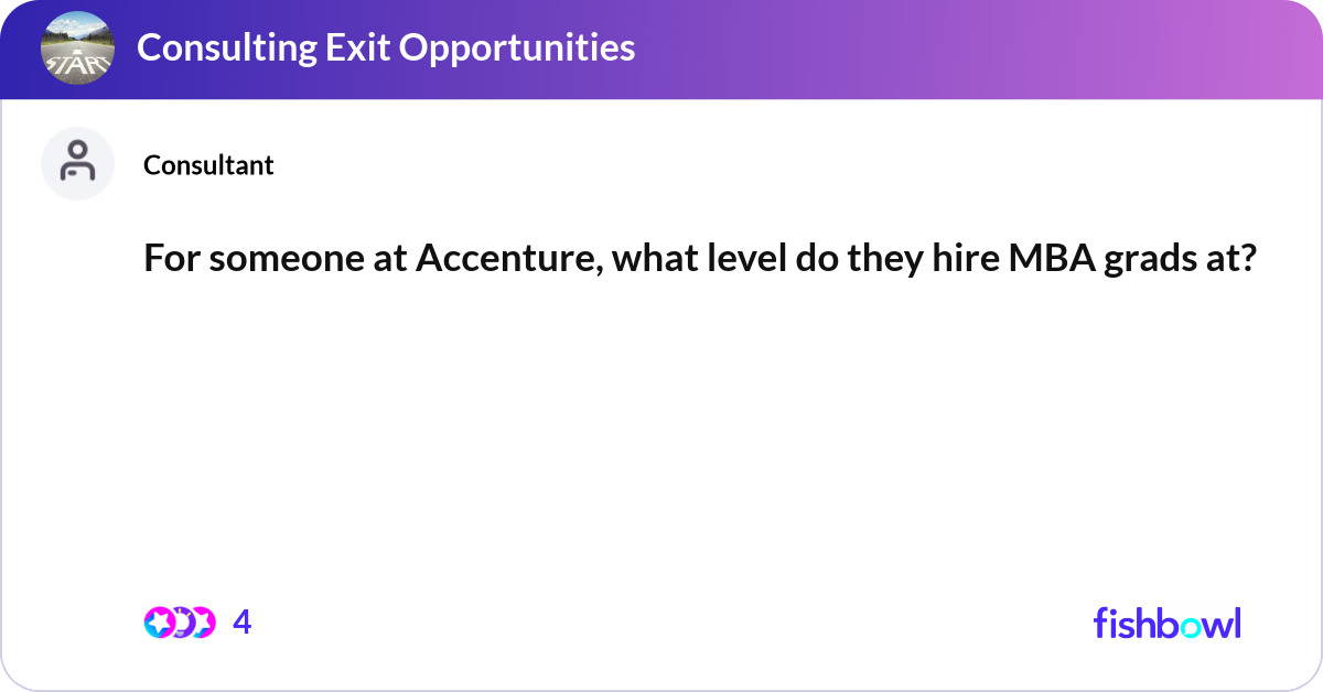 For someone at Accenture, what level do they hire ... | Fishbowl