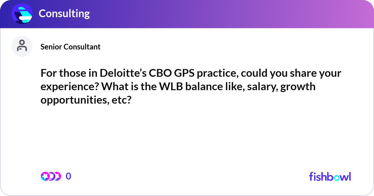 For those in Deloitte’s CBO GPS practice, could yo... | Fishbowl