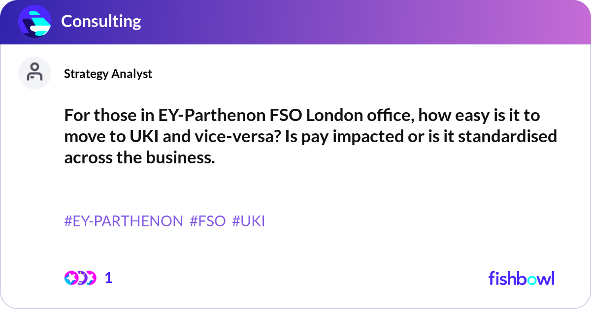 For those in EY-Parthenon FSO London office, how e... | Fishbowl