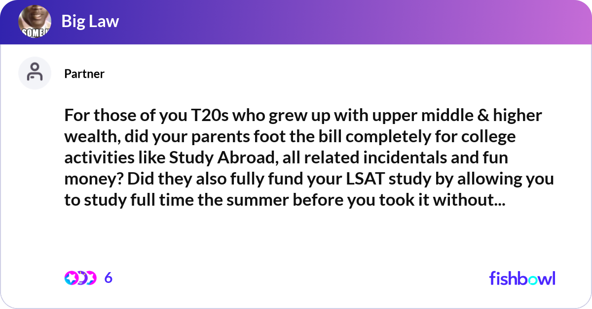 For those of you T20s who grew up with upper middl... | Fishbowl