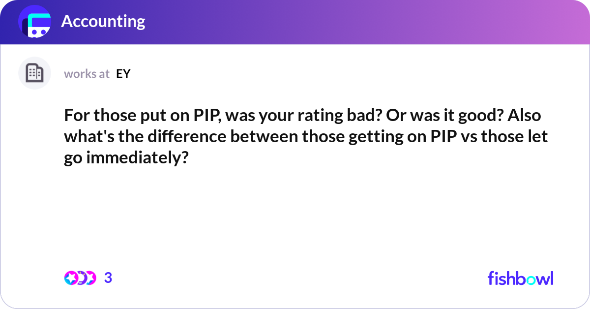 For those put on PIP, was your rating bad? Or was ... | Fishbowl