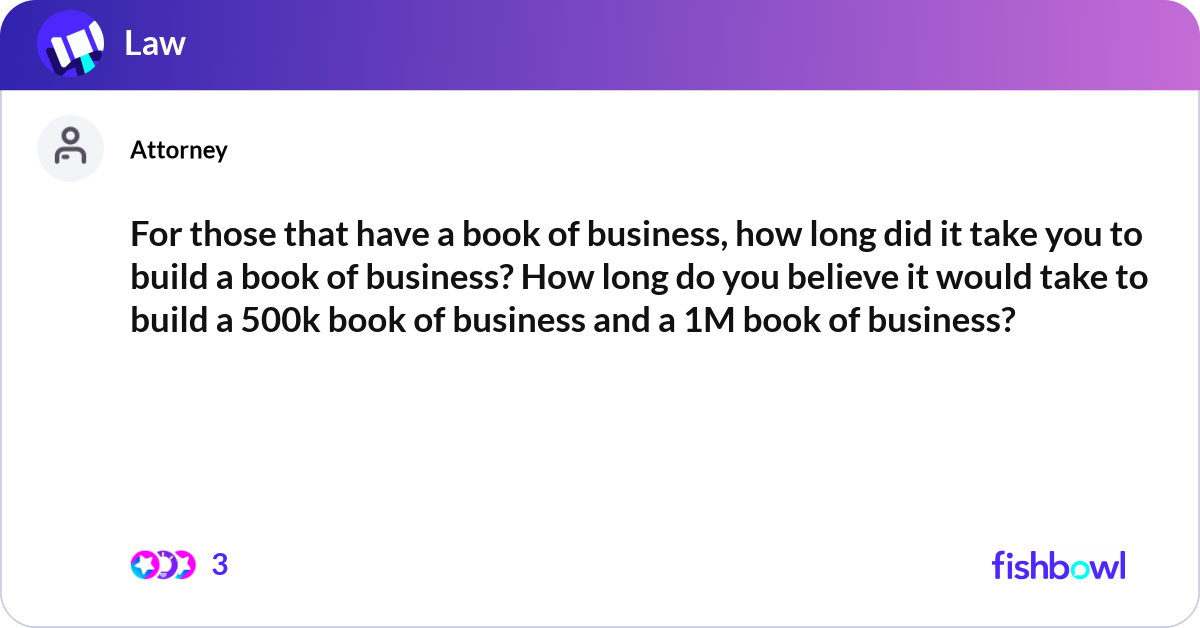 For those that have a book of business, how long d... | Fishbowl