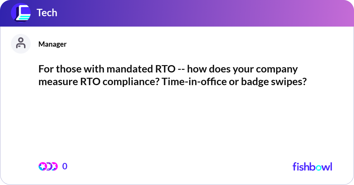 For those with mandated RTO -- how does your compa... | Fishbowl