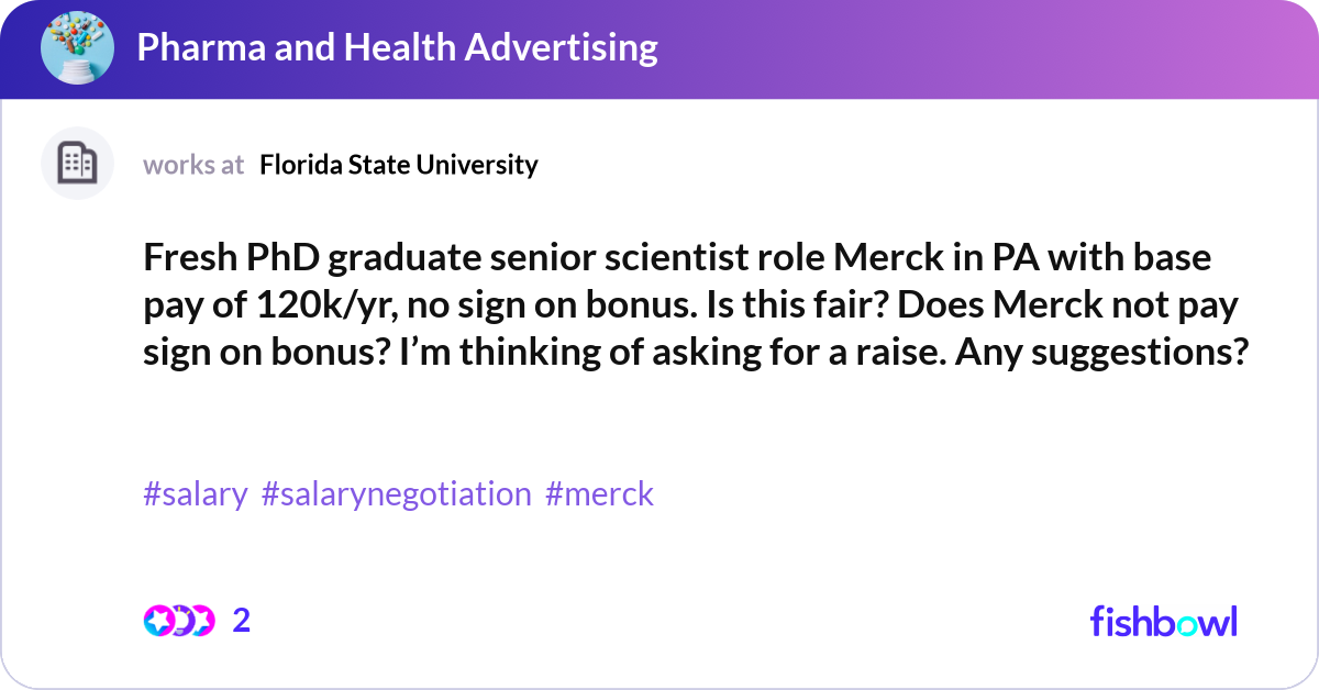 Fresh PhD graduate senior scientist role Merck in ... | Fishbowl