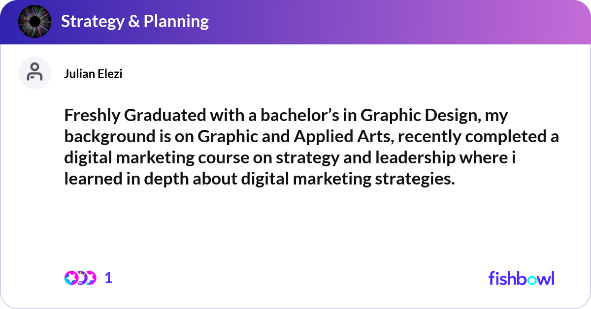 Freshly Graduated with a bachelor’s in Graphic Des... | Fishbowl