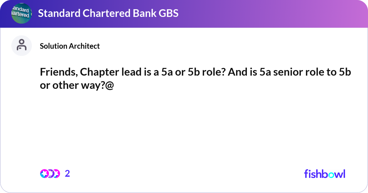 Friends, Chapter lead is a 5a or 5b role? And is 5... | Fishbowl