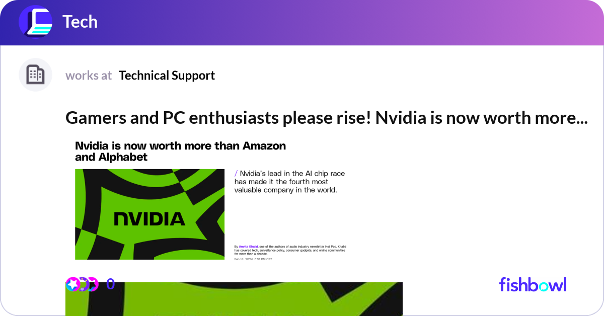 Gamers and PC enthusiasts please rise! Nvidia is n... | Fishbowl