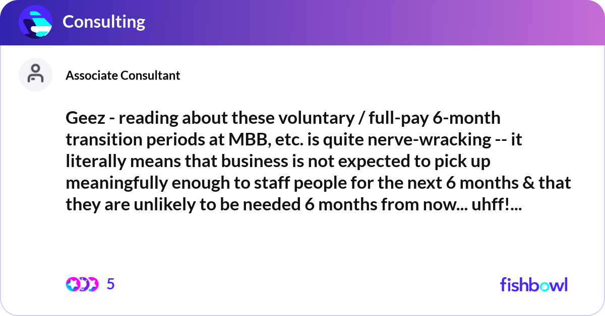 Geez - reading about these voluntary / full-pay 6-... | Fishbowl