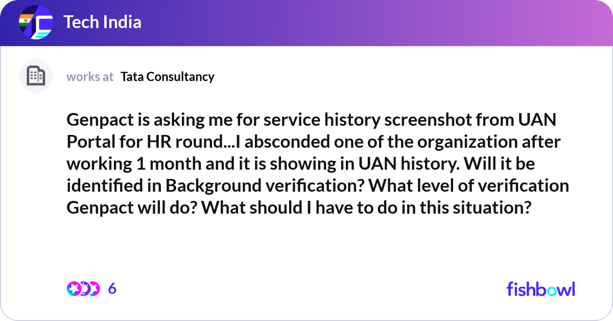 Genpact is asking me for service history screensho... | Fishbowl
