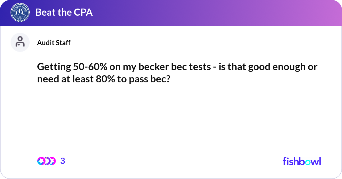 Getting 50-60% on my becker bec tests - is that go... | Fishbowl