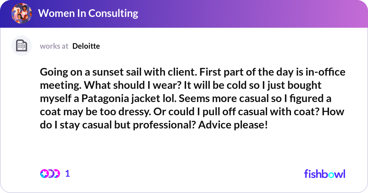 Going on a sunset sail with client. First part of ... | Fishbowl