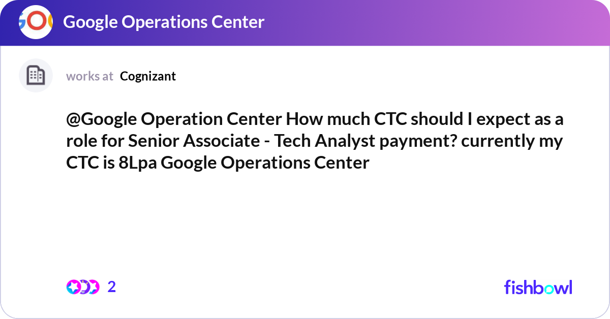 @Google Operation Center How much CTC should I exp... | Fishbowl