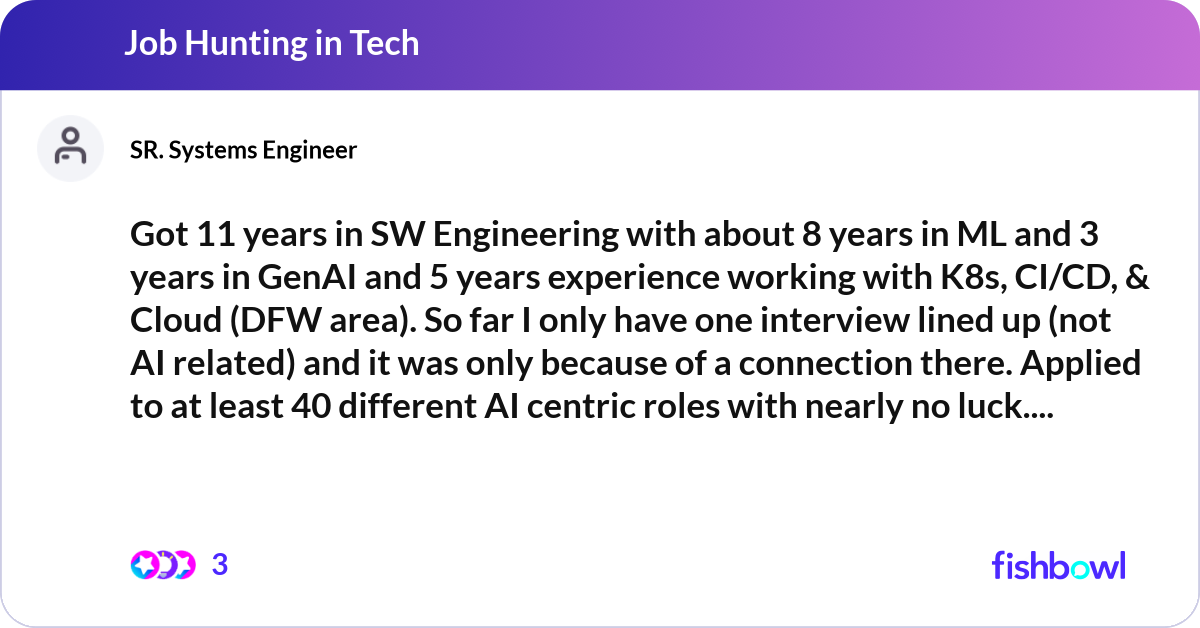 Got 11 years in SW Engineering with about 8 years ... | Fishbowl