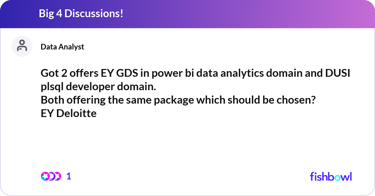 Got 2 offers EY GDS in power bi data analytics dom... | Fishbowl