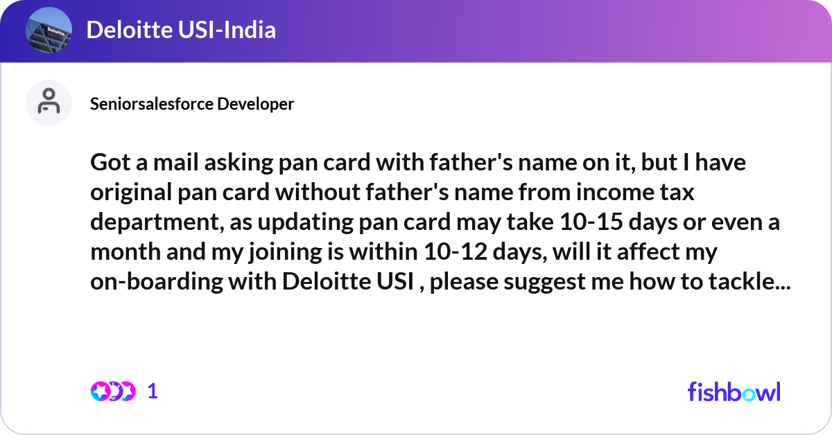 Got a mail asking pan card with father's name on i... | Fishbowl
