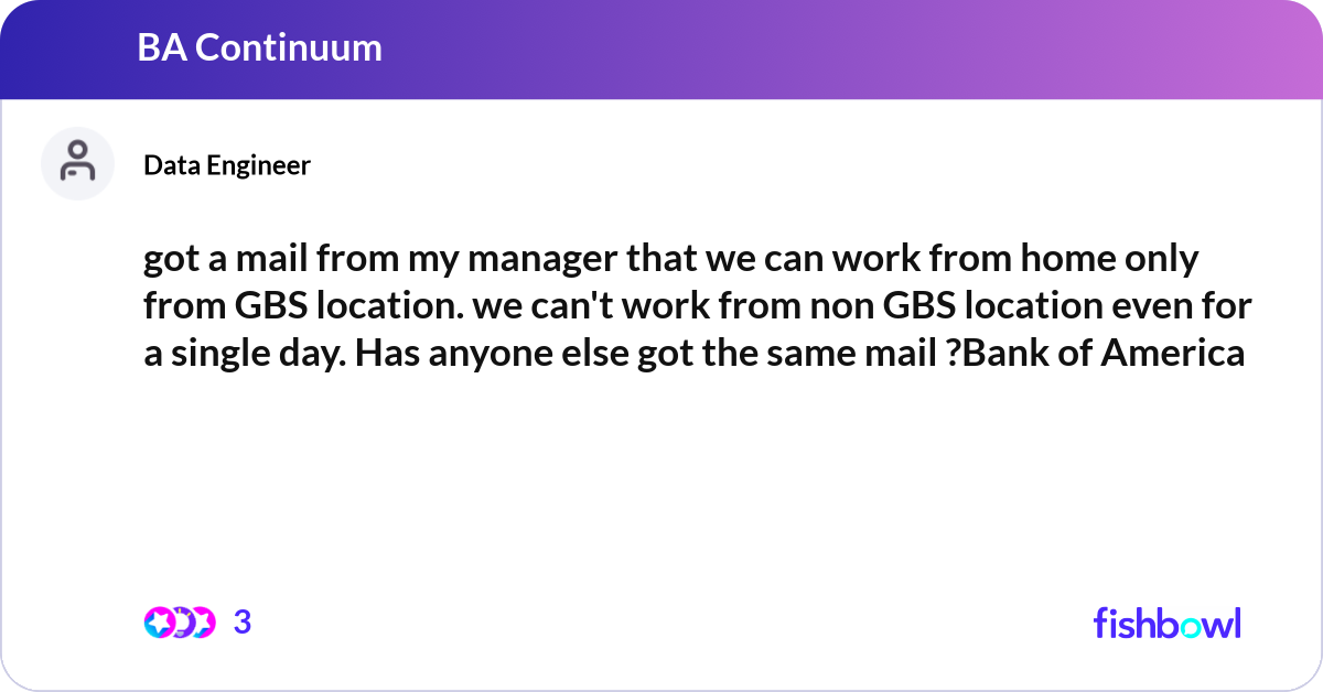 got a mail from my manager that we can work from h... | Fishbowl