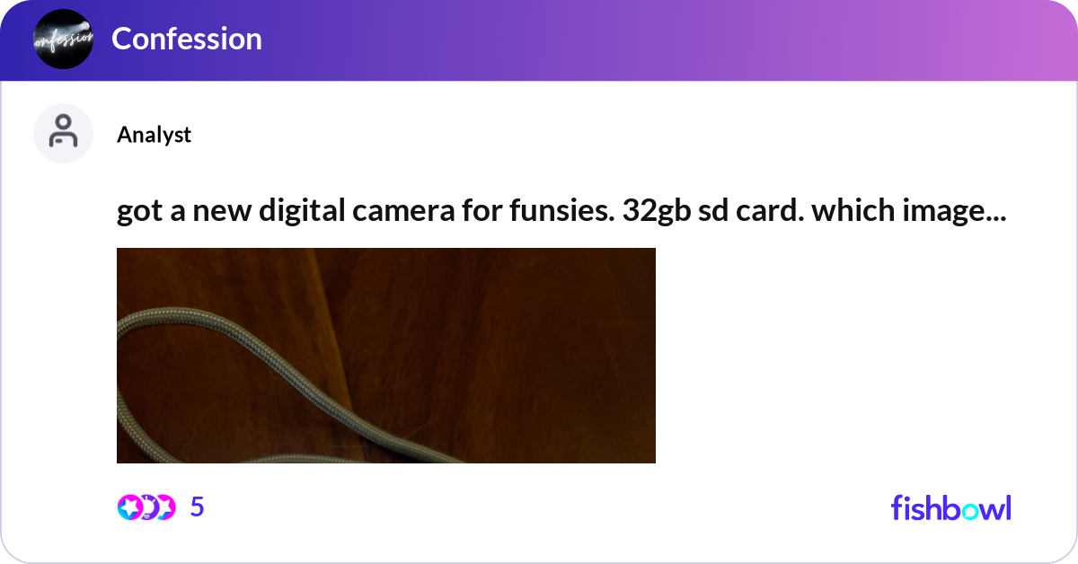 got a new digital camera for funsies. 32gb sd card... | Fishbowl