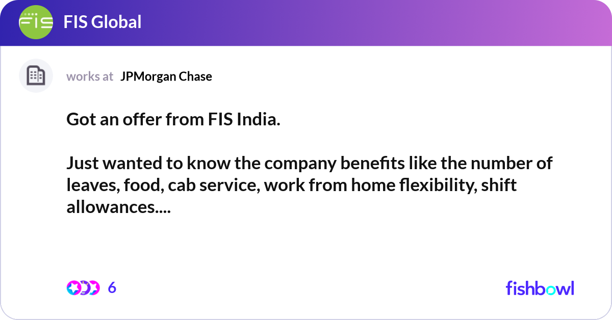 Got an offer from FIS India. Just wanted to know ... | Fishbowl