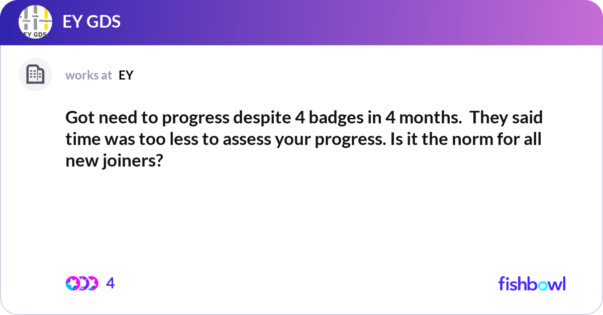 Got need to progress despite 4 badges in 4 months.... | Fishbowl